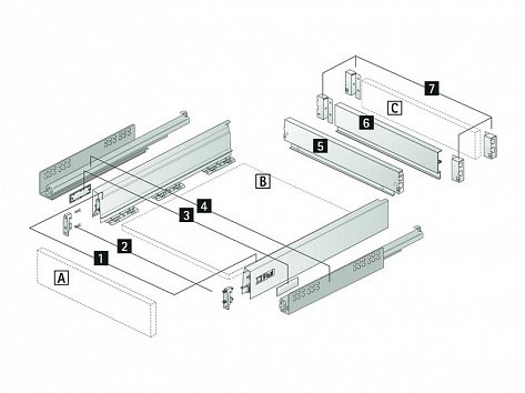 Комплект ящика InnoTech Atira Push to Open полн.выдвиж. 70*350, белый ...