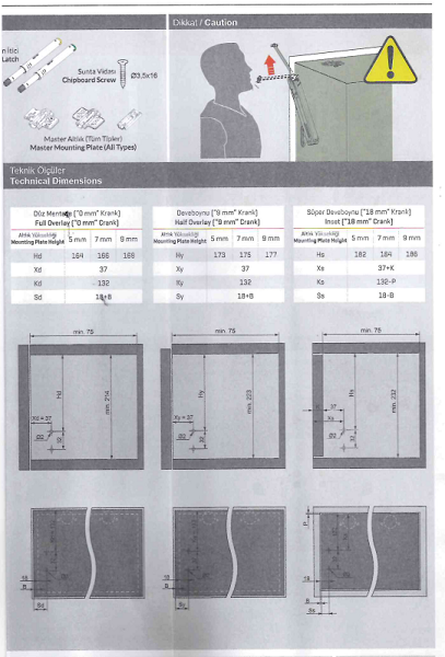 Slim Mech A (выс.200-600мм) подъем.механизм, никель (с креплением ...